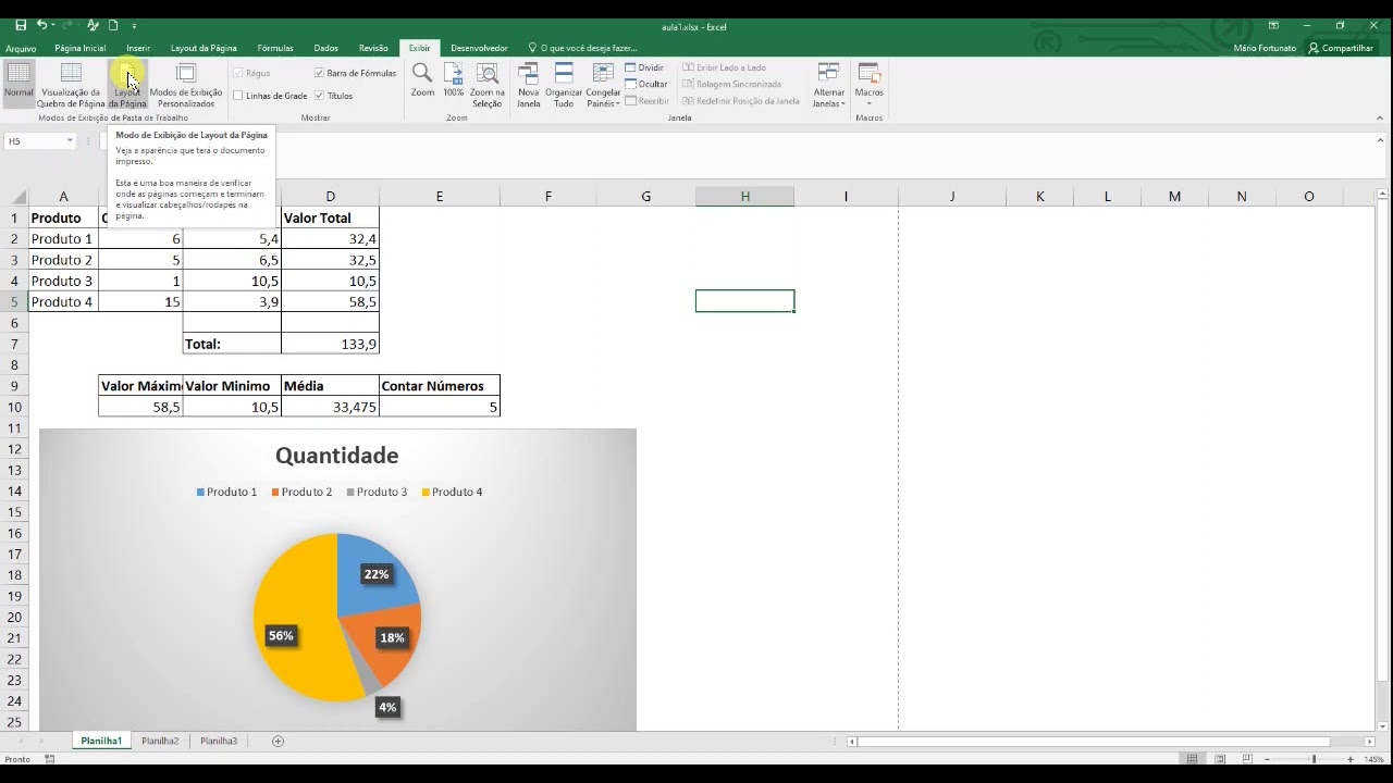 Como Trabalhar com a Exibição de Layout de Página no Excel - YouTube
