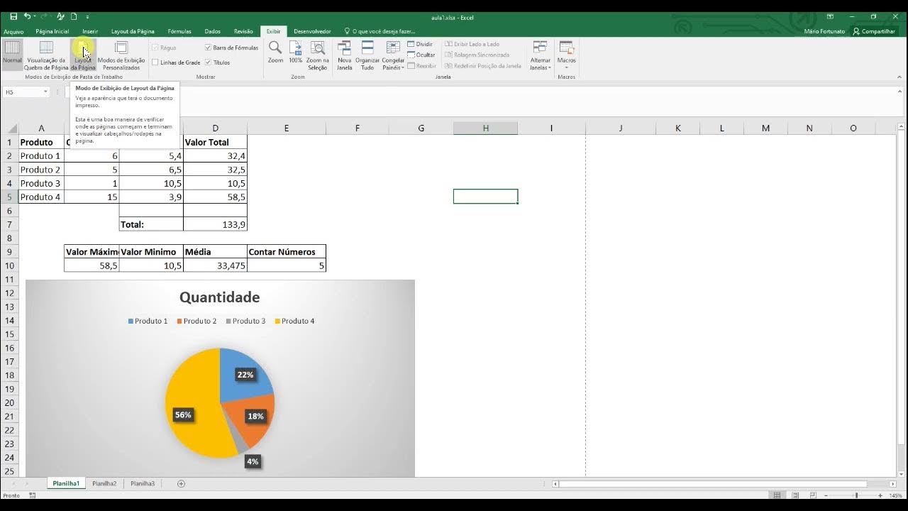 Como Trabalhar com a Exibição de Layout de Página no Excel - YouTube
