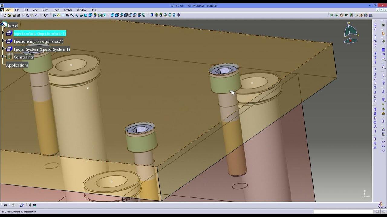 CATIA MOLD BASE PUNCH CAVITY - YouTube