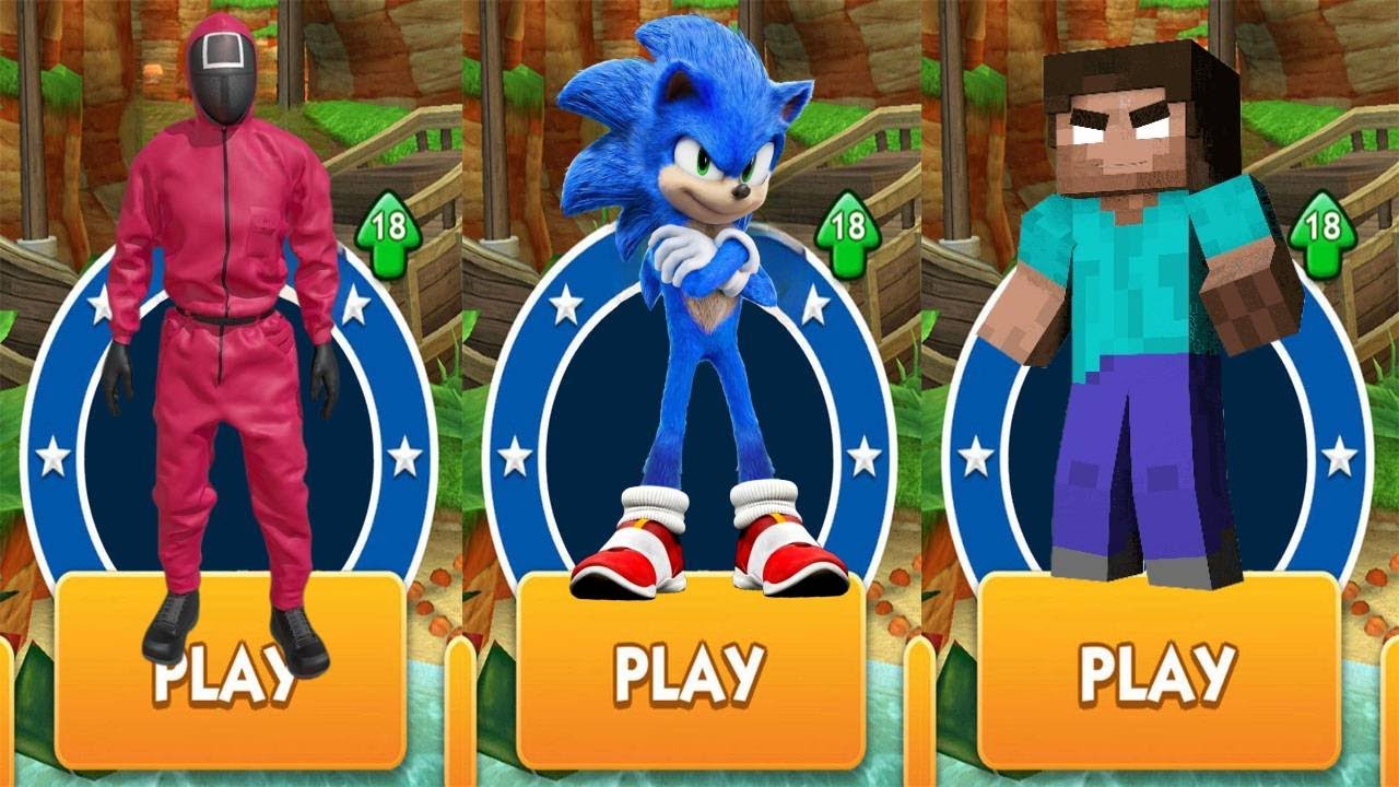 MOVIE SONIC vs HEROBRINE CRAFT RUN vs SQUID GAME - SQUARE SOLDIER ...