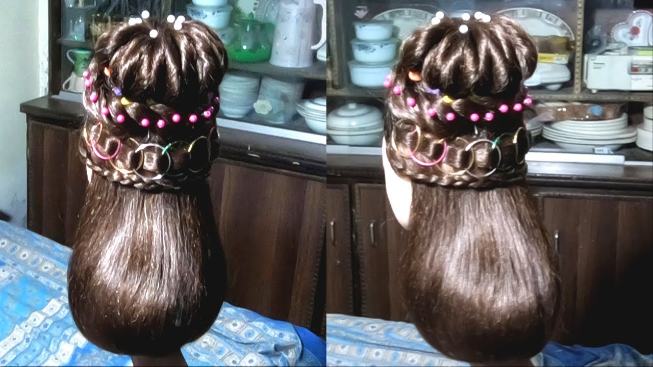 New Simple Flower With Choori Hair Style For Any Ceremony - YouTube
