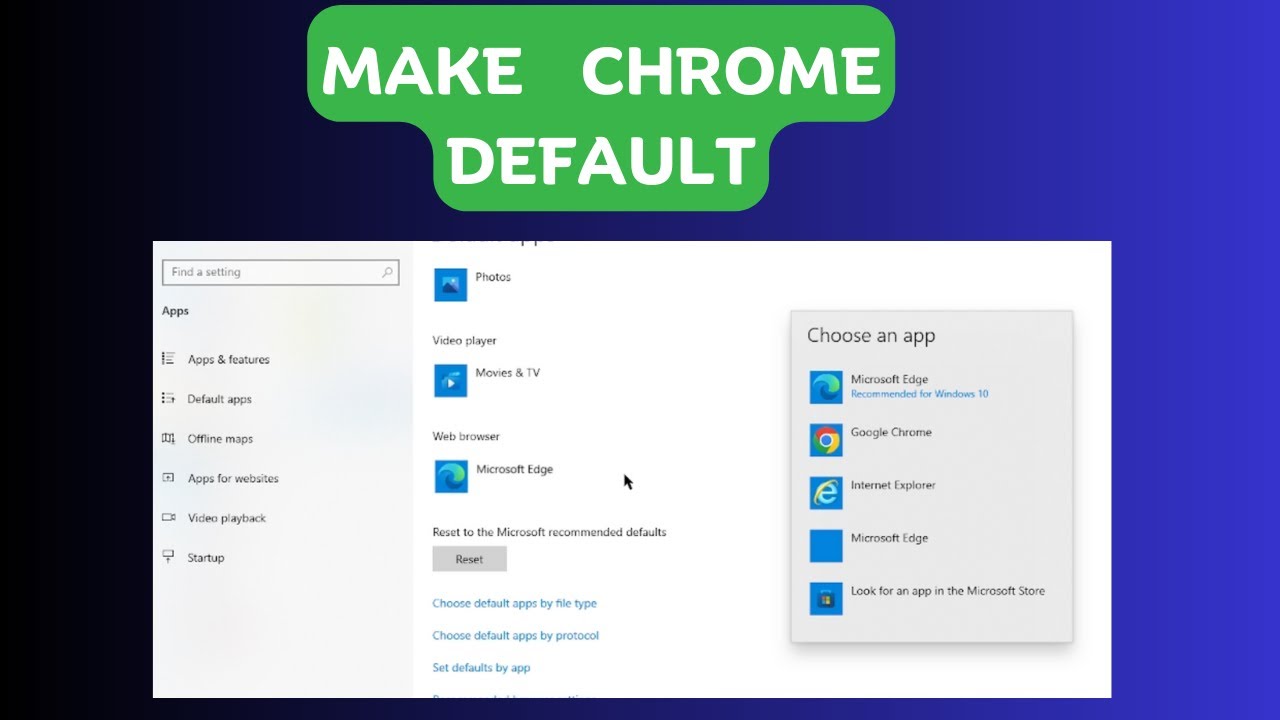 How to make Chrome your Default Browser in Window 10/11 - YouTube