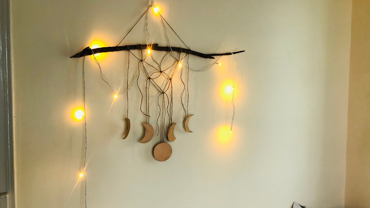 DIY Moon Phases Wall Hanging/ boho decor - most simplest diy you can ...