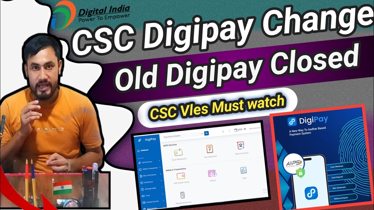 CSC Digipay Portal Update 2025/VLEs must watch/AePS Service & Union All ...