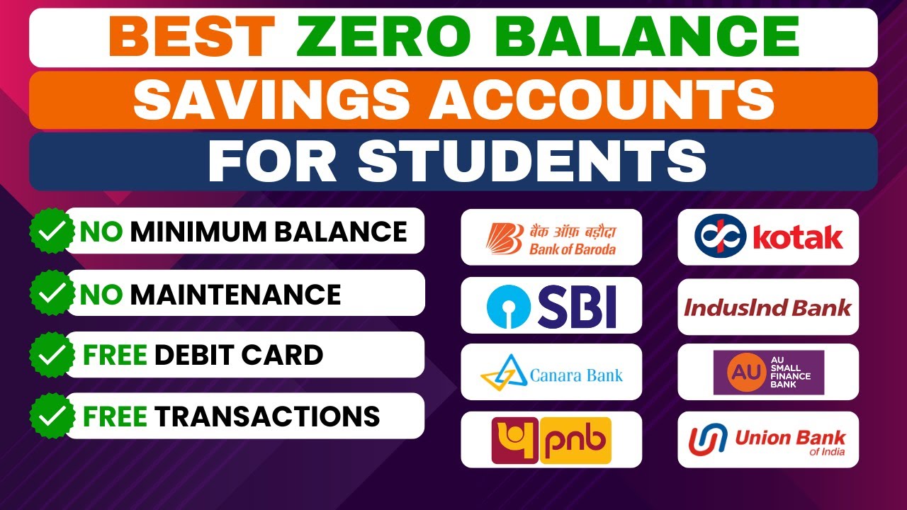Best Zero Balance Bank Accounts For Students | Savings Account For ...