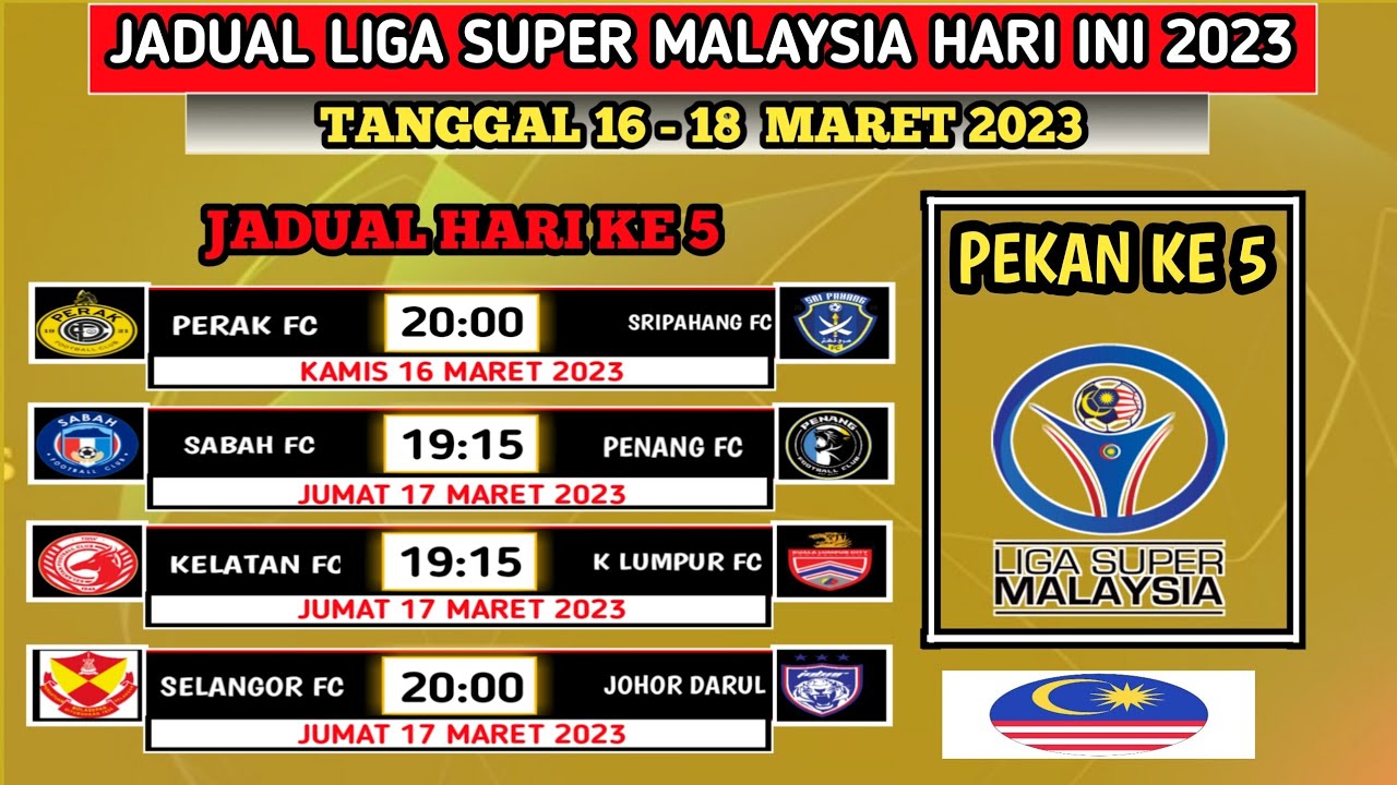 JADUAL LIGA SUPER MALAYSIA PERLAWANAN HARI 5 TAHUN 2023 negeri sembilan ...