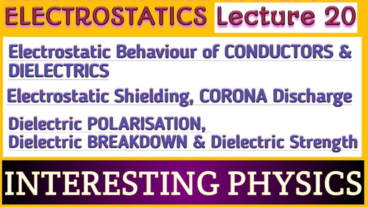 ELECTROSTATIC BEHAVIOUR OF CONDUCTORS & DIELECTRICS | Ch2 |Class12 ...