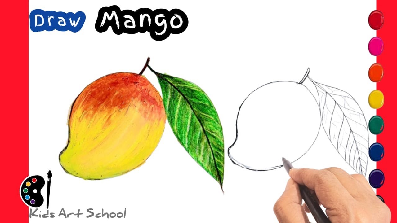 Mango Drawing | How to Draw Mango Easy | Fruit Drawing for Beginners ...