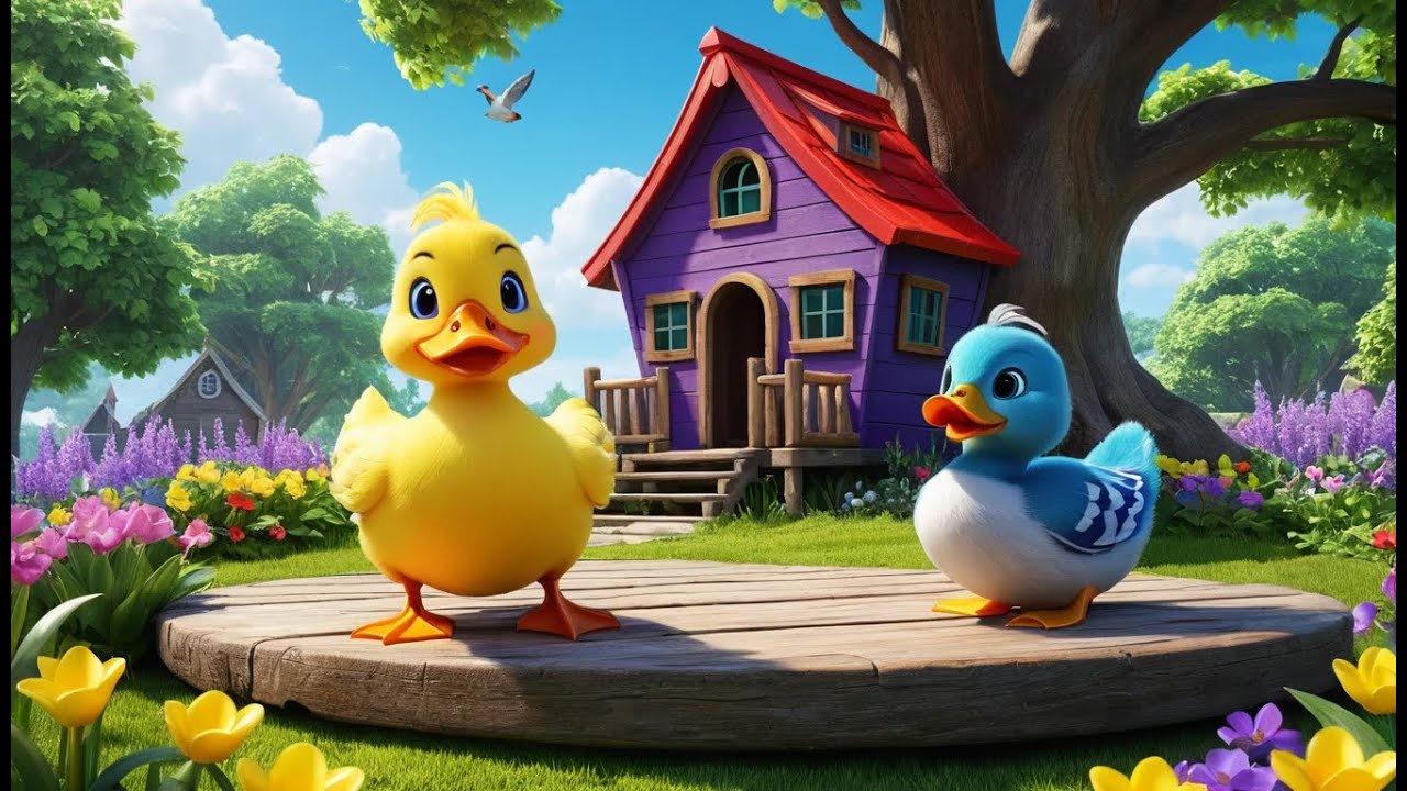 Five Little Colorful Ducks Playing in the Tree | Fun and Colorful ...