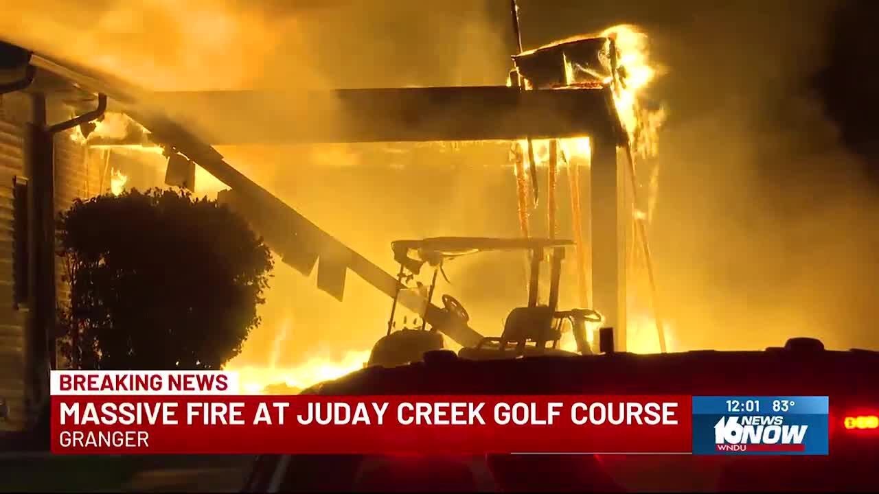 Crews battling massive fire at Juday Creek Golf Course - YouTube