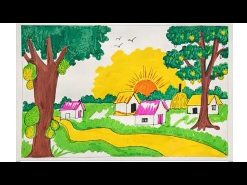 How to draw a village easy drawing step by step - YouTube