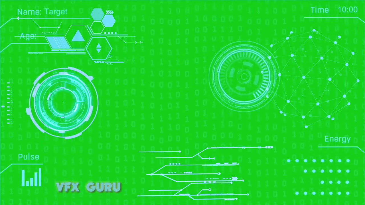Robot HUD Green Screen + Sound Effect CYBORG VISION VFX GURU - YouTube