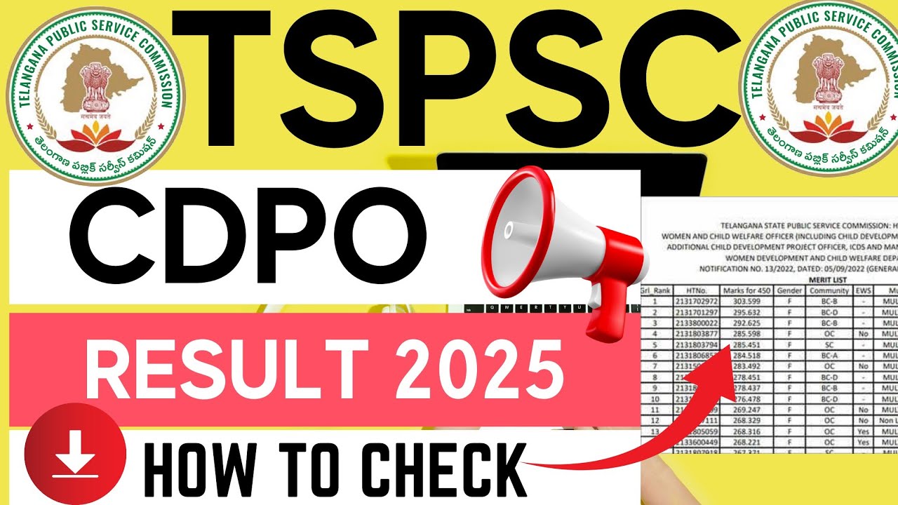 tspsc cdpo result 2025 | child development project officer result ...
