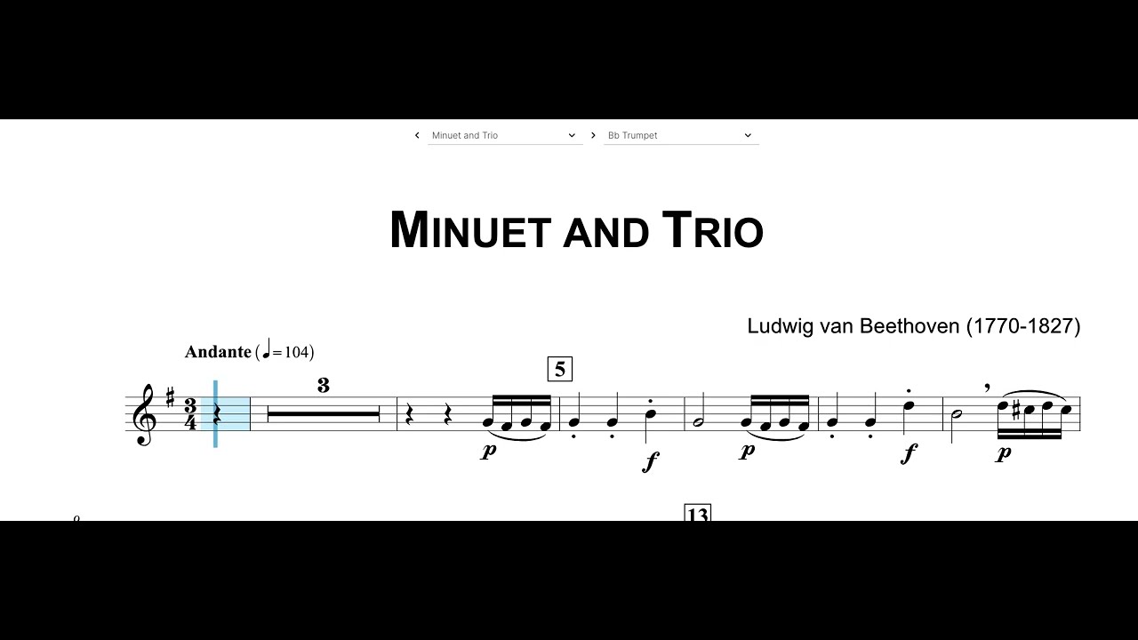 Minuet and Trio - Trumpet Solo Accompaniment - YouTube