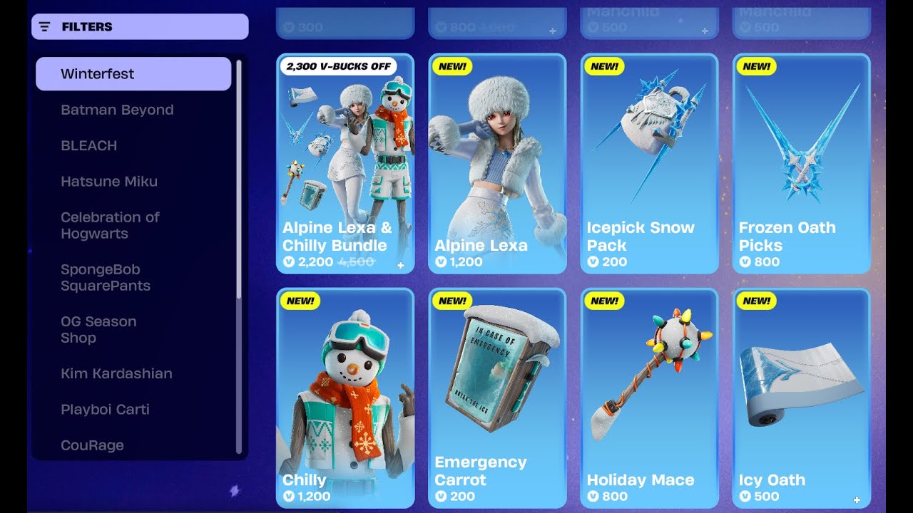 Fortnite Live Item Shop (December 22nd 2025 *NEW* Alpine Lexa & Chilly ...