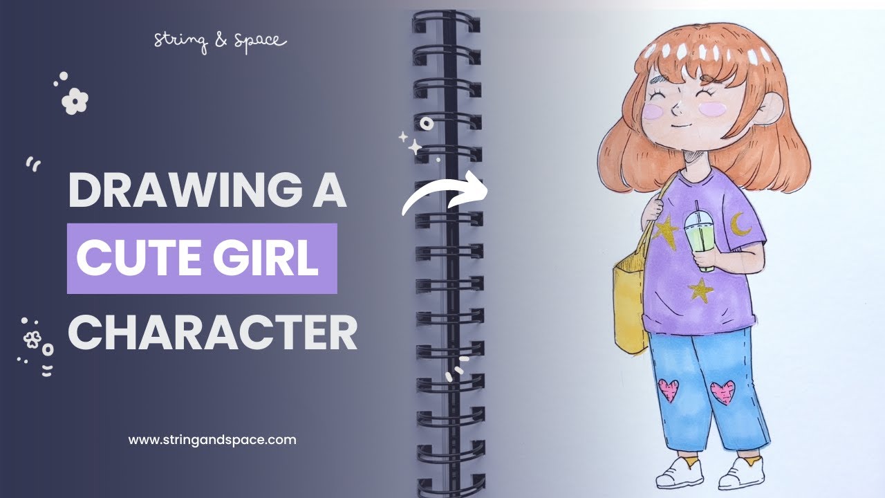 Cute Girl Drawing | Step-by-Step Art Process for Beginners | Drawing ...