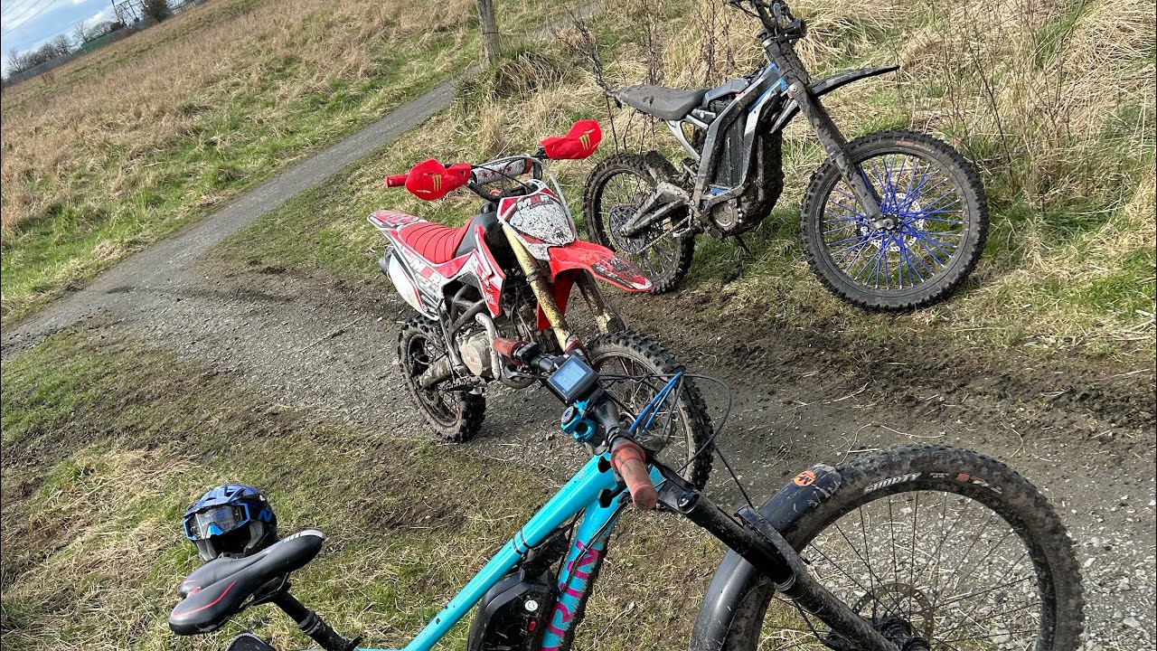 Pitbike/surron trails on m2r 140, Surron & 48v 1500w ebike - YouTube
