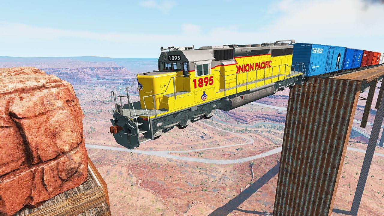 Train Derailment on the Bridge - Beamng Drive - YouTube