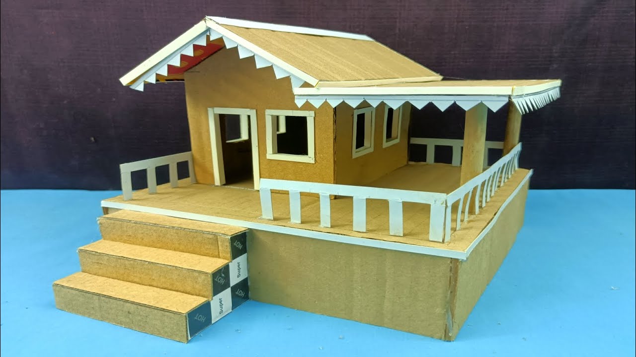 Modern Cardboard House Model Making Idea | Diy Miniature Cardboard ...