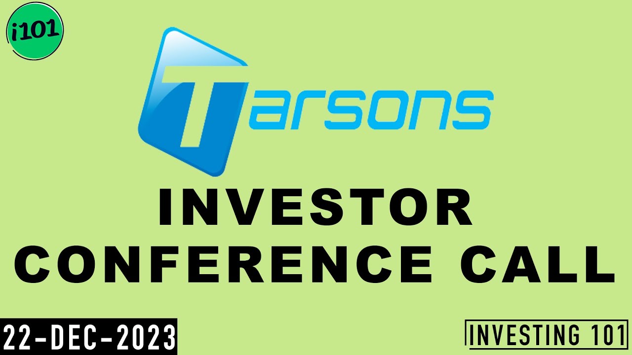 Tarsons Products Investor Conference Call | 22 Dec 2023 - YouTube