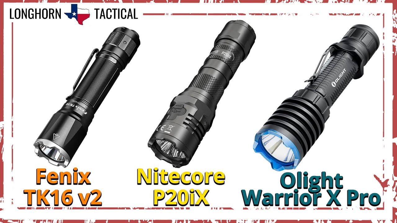 TRIPLE BREAKDOWN Tactical Flashlights - Nitecore P20iX - Fenix TK16v2 ...