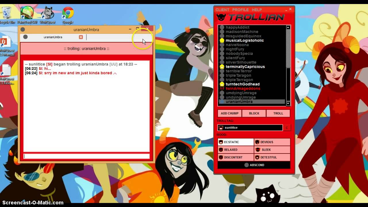 Me on Pesterchum/Trollian - YouTube