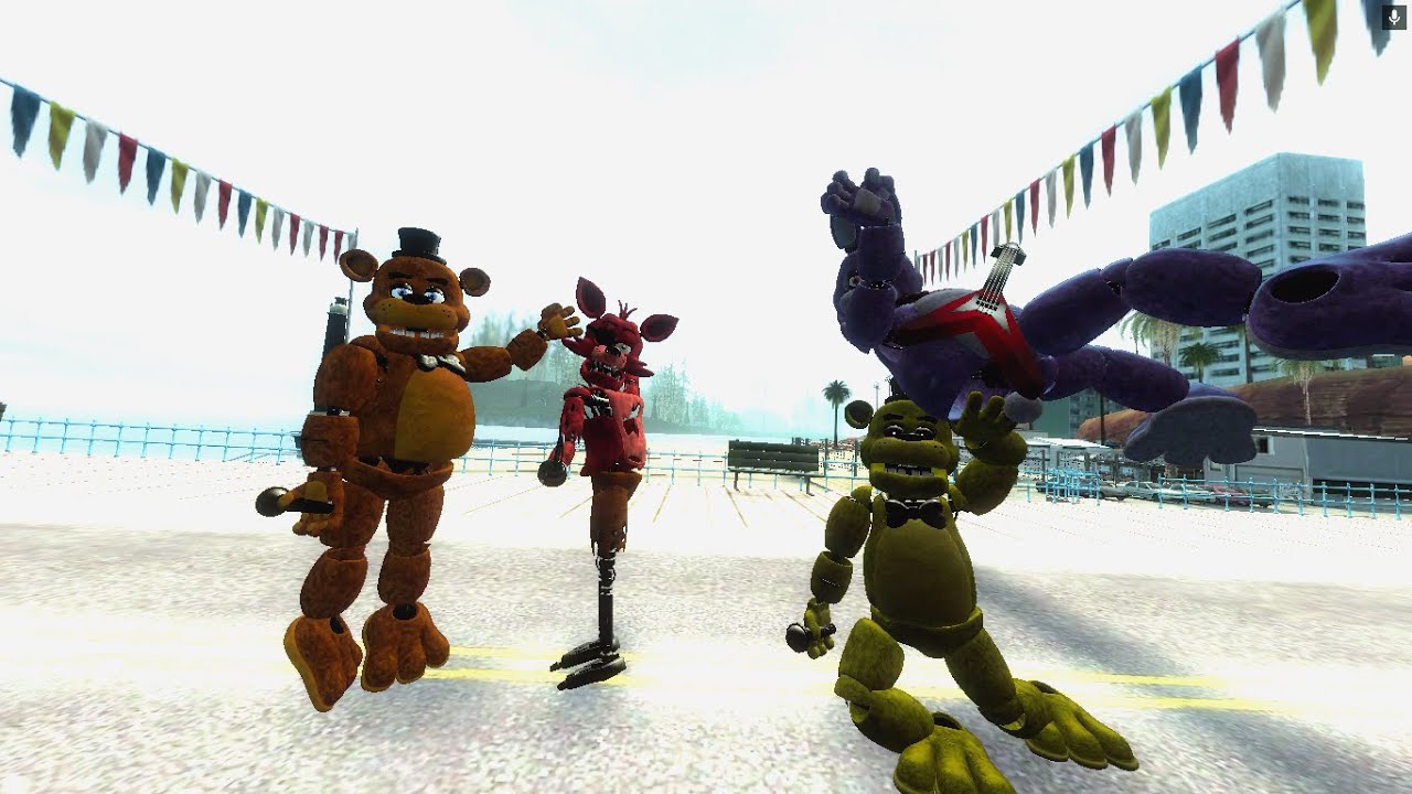 goldenfreddy and Freddy Bonnie and foxy go to the beach - YouTube
