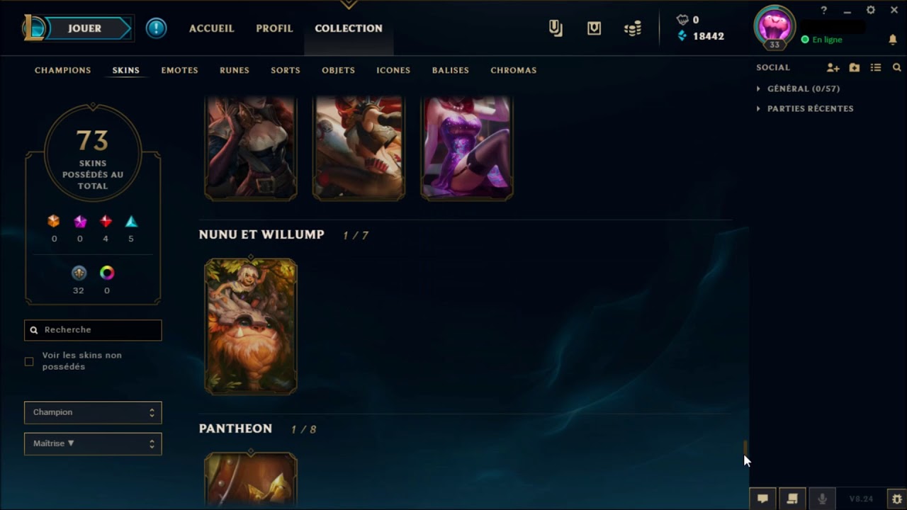 Vends/Echange compte League of Legends 112 Champions 73 Skin - YouTube