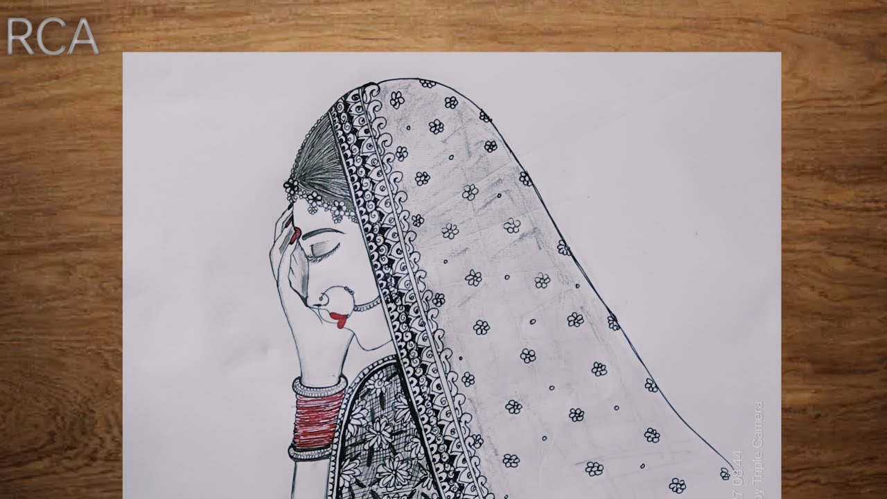 How to Draw a Beautiful Traditional Bride very easy l Girl Drawing l ...