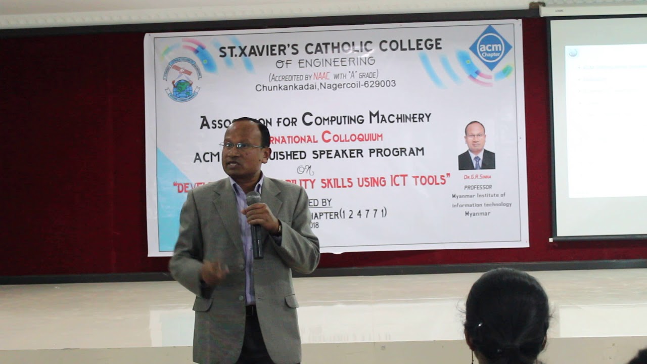 Introductory Talk (ACM Lecture in SXCCE Nagercoil) - YouTube