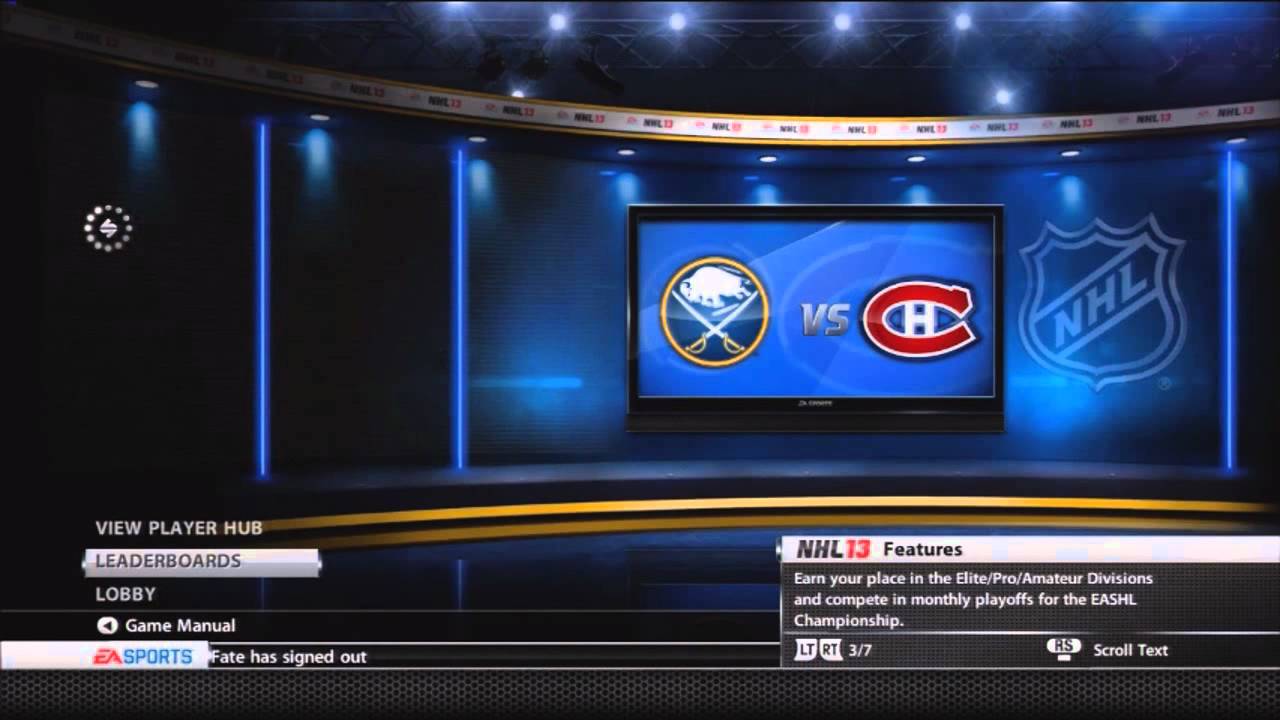 NHL 13 Menu Game Modes and Menus - YouTube