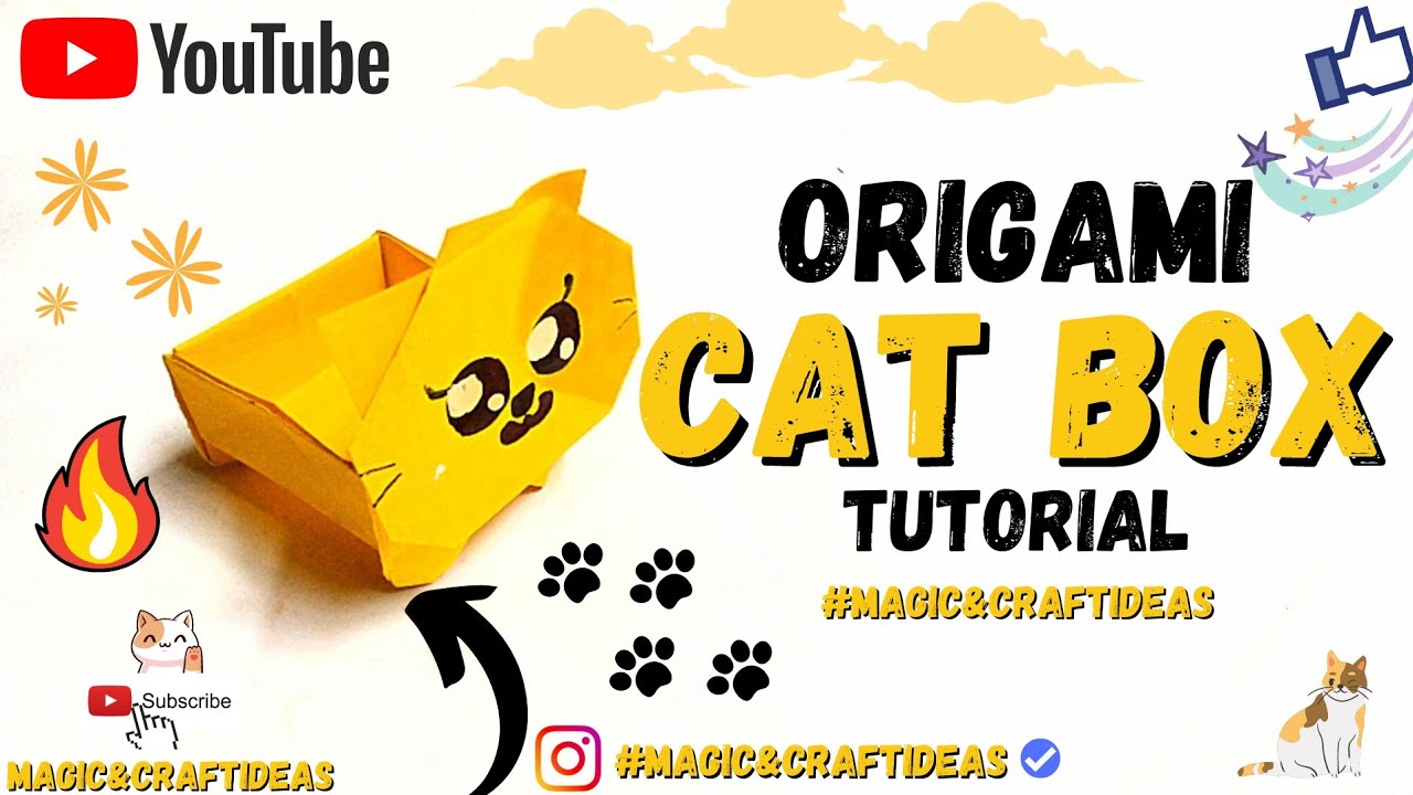 How to make origami CatBox||Paper Cat Box||Magic And Craft Ideas - YouTube