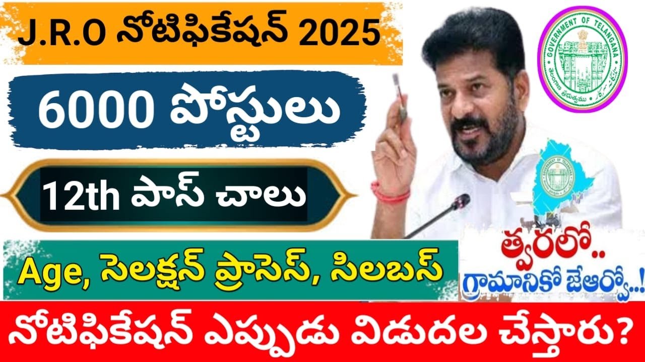 Telangana VRO/JRO Notification 2025 || Telangana Junior Revenue Officer ...
