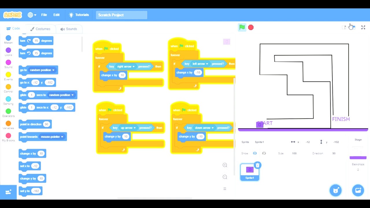 How to make a basic maze game in scratch tutorial by (untold GUY) - YouTube