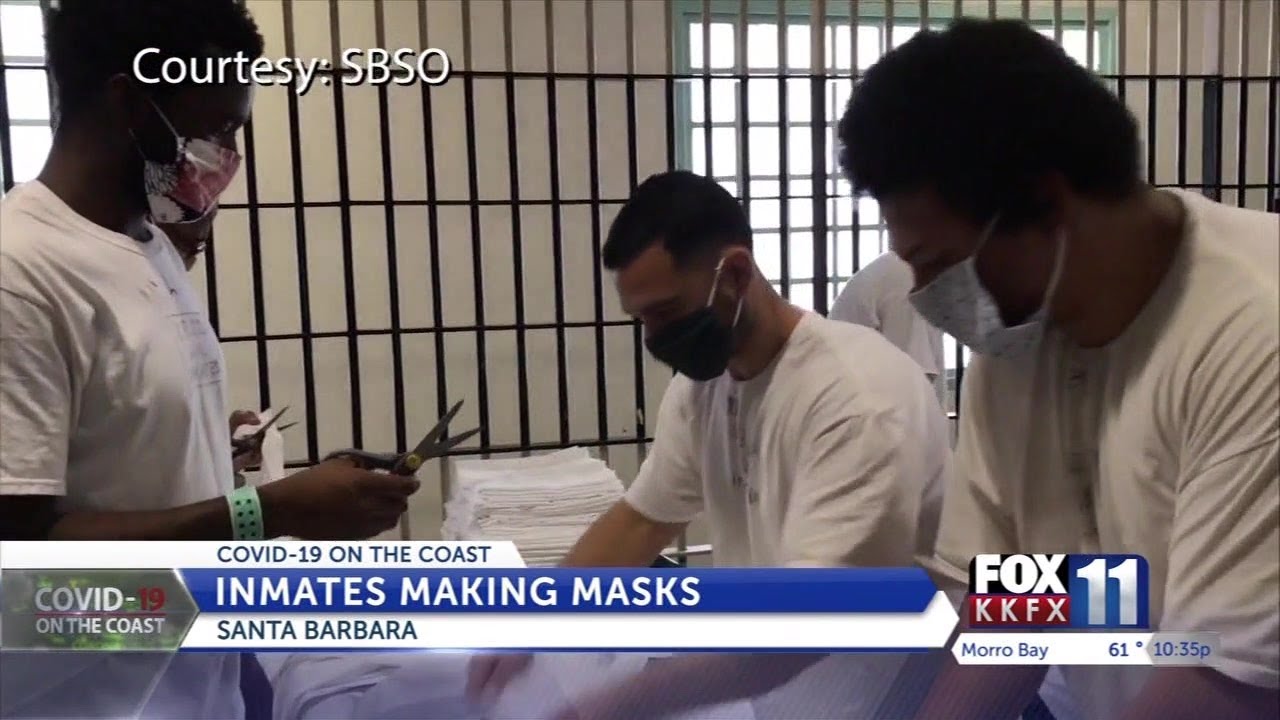 Santa Barbara County inmates help making masks for public - YouTube