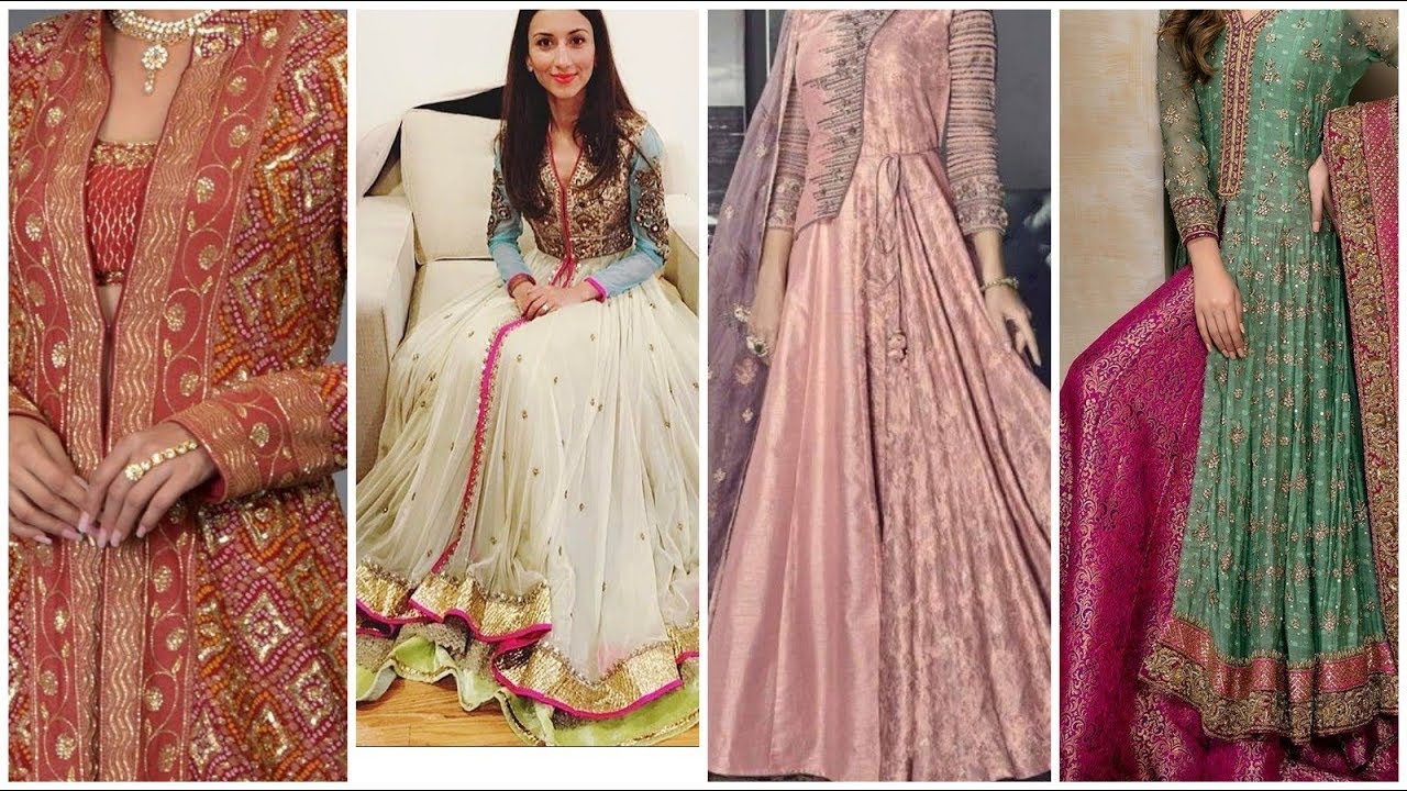 Latest fashion party wear dress design different colour combinations ...