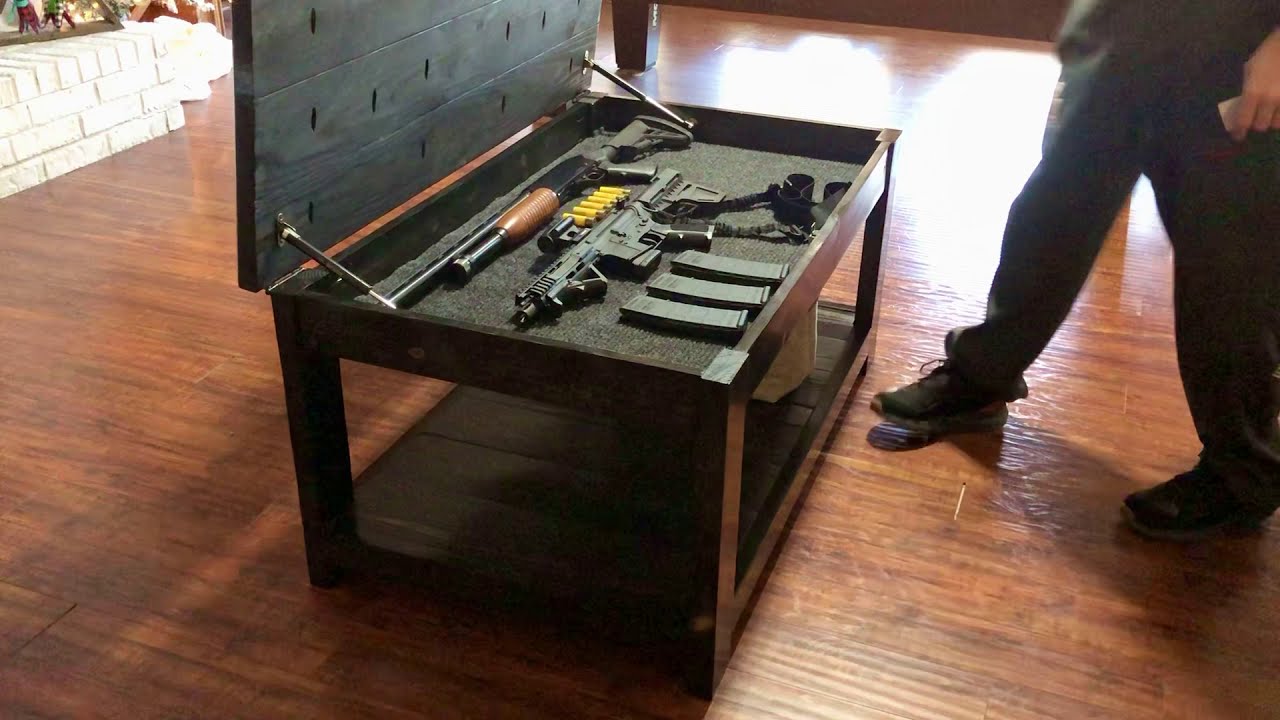 Concealed Coffee Table w/ RFID Locking Compartment - YouTube