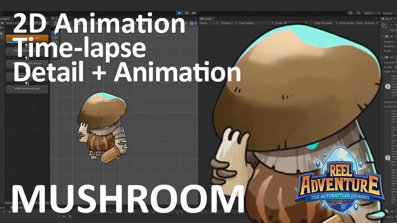 2D Animation Time-lapse | Mushroom Enemy Detail+Animation | Reel ...