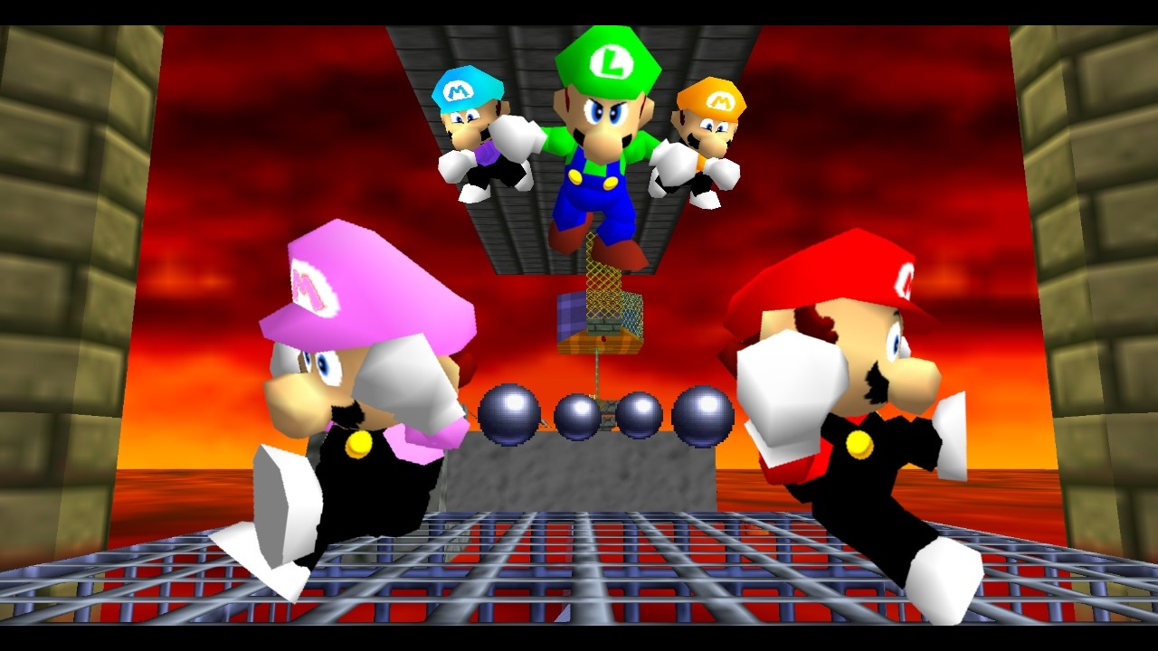 2 Chained Together Runners VS Hunters (Mario 64 Hunters) - YouTube