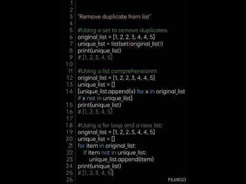 #code ways to remove duplicate from list #python - YouTube
