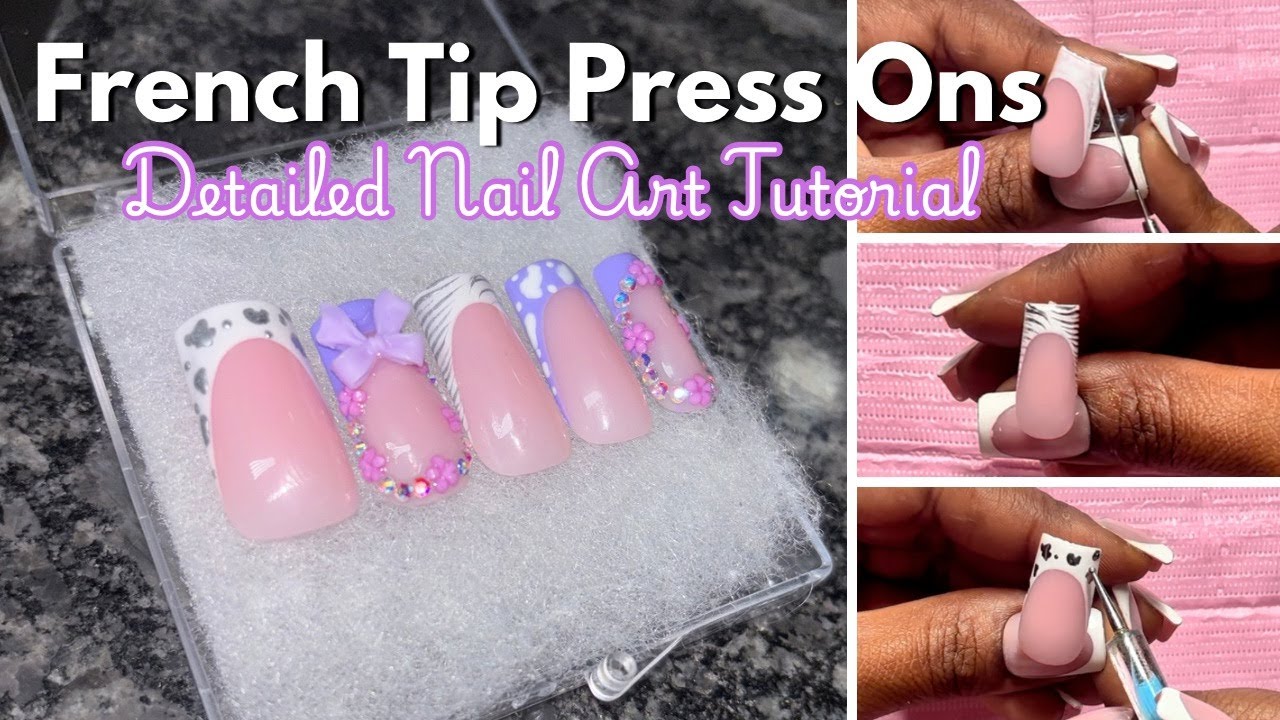 DIY French Tip Press On Nails | Detailed Nail Art Tutorial for ...