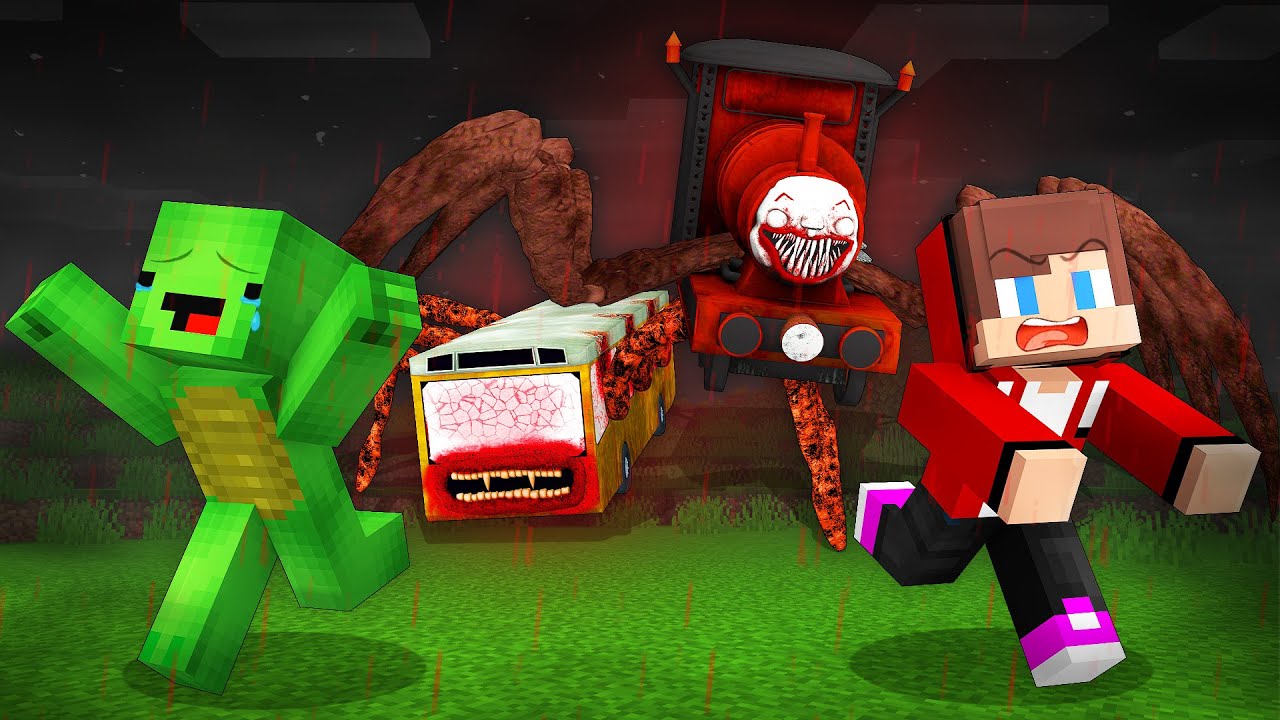 JJ and Mikey vs BUS EATER and CHOO CHOO CHARLES Survive Battle in Minecraft - Maizen - YouTube