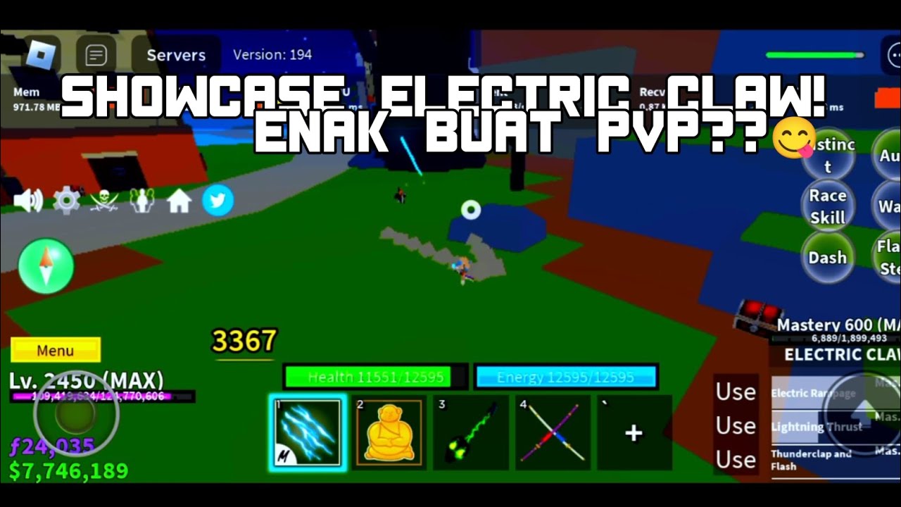 SHOWCASE ELECTRIC CLAW?😱 || Roblox : BloxFruit || AUTO ENAK KALIAN PVP ...