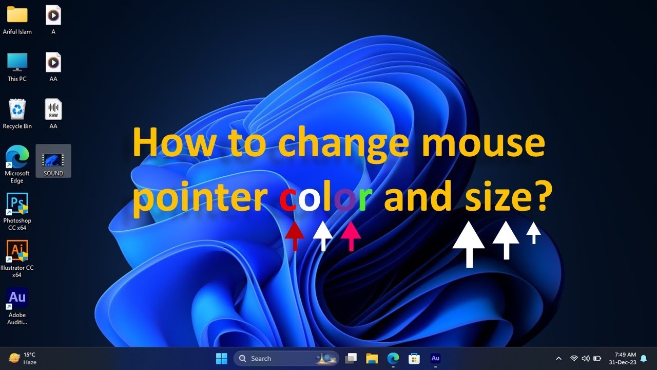 How to change mouse pointer color and size in windows 11 - YouTube