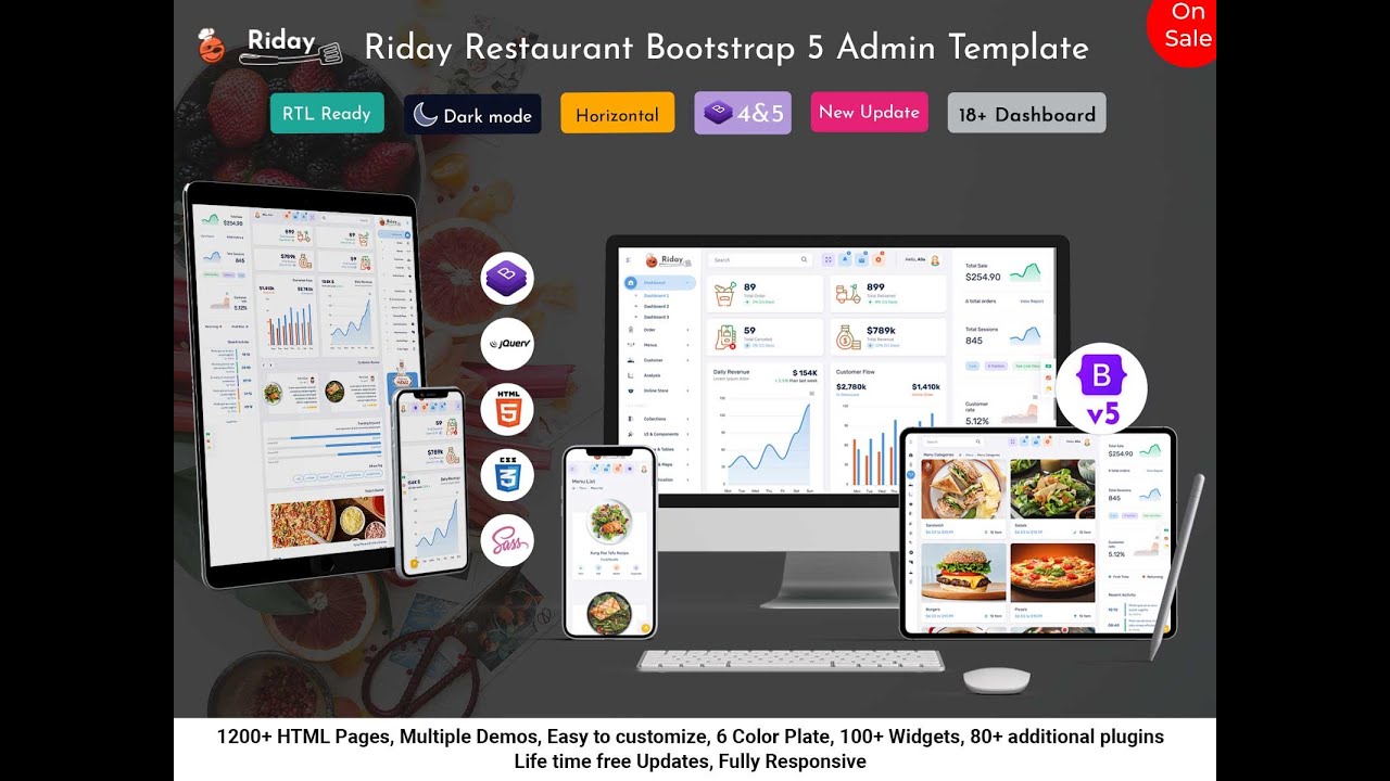 Restaurant Dashboard Responsive Bootstrap 5 Admin Template – Riday ...