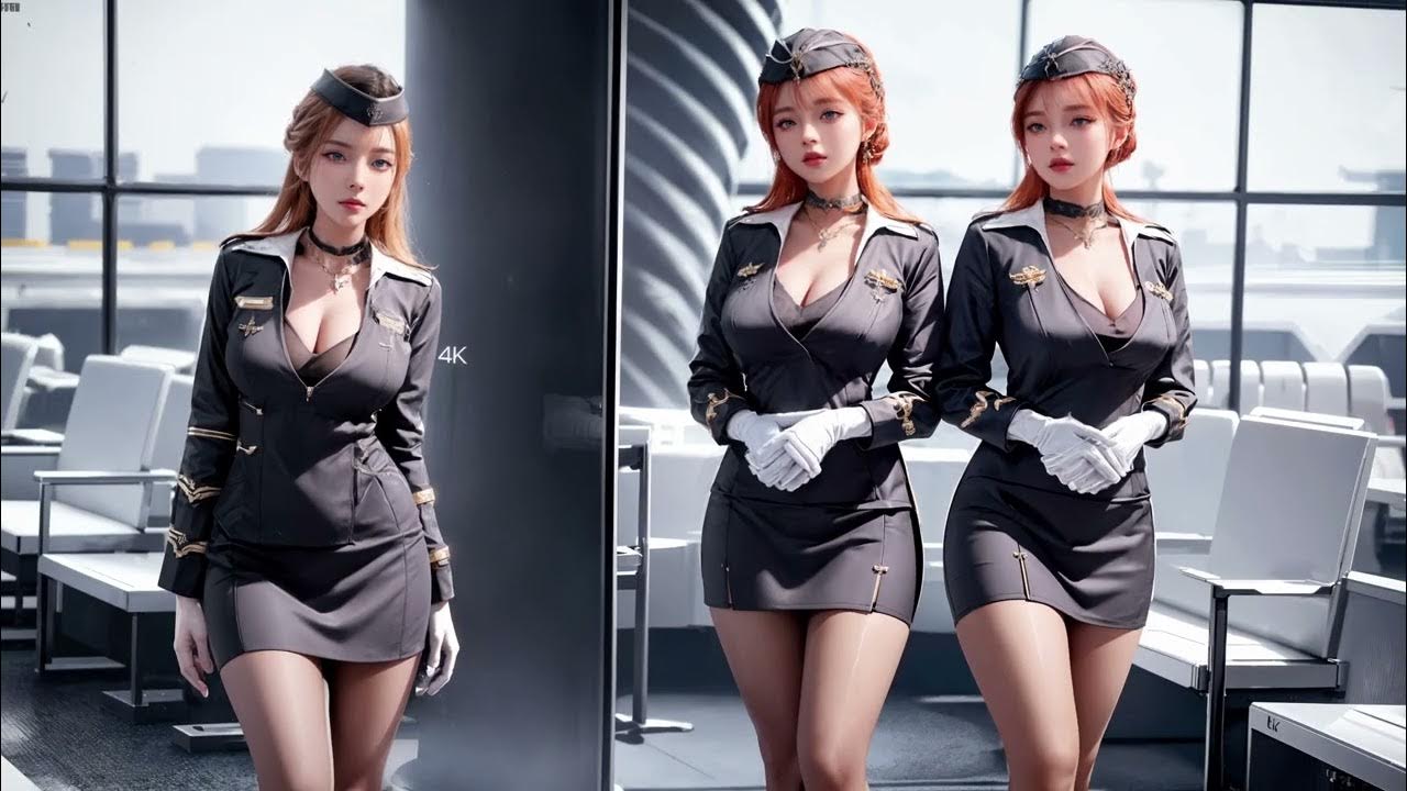 AI Girls Model Lookbook PART 27: Beautiful Flight Attendants in Stunning Uniforms #shorts # ...