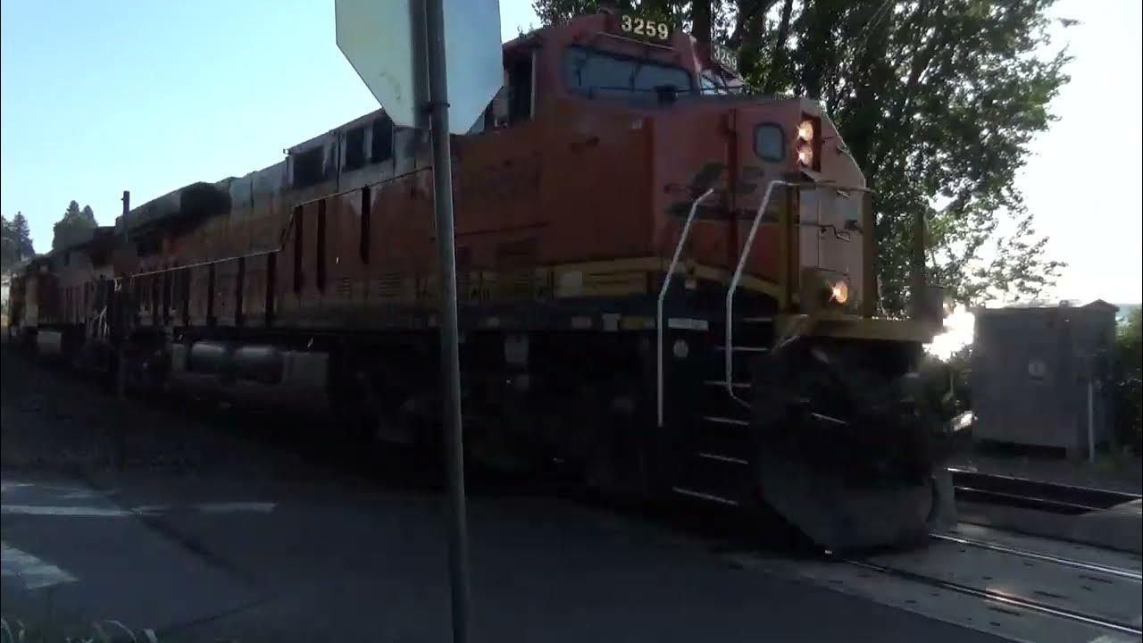 (Northbound) BNSF Coal Train passes through the Sunnyside Beach Pedestrian Railroad Crossing ...