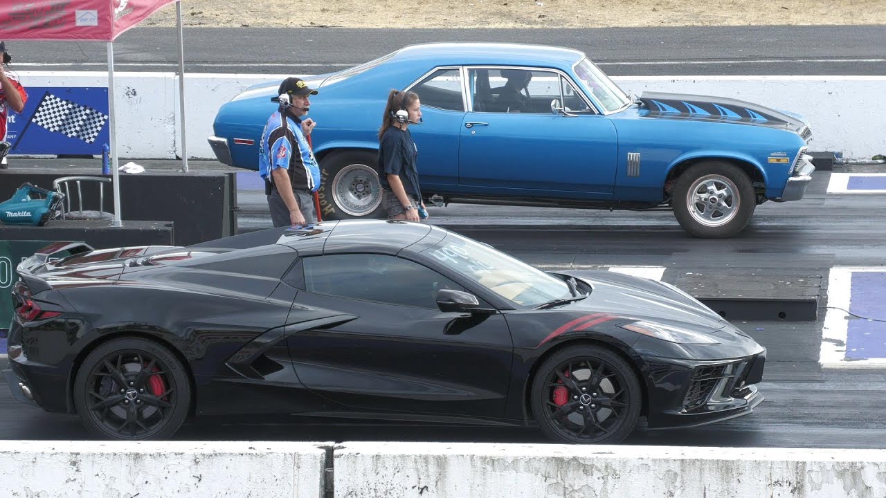 C8 Corvette vs Chevy Nova - drag racing - YouTube