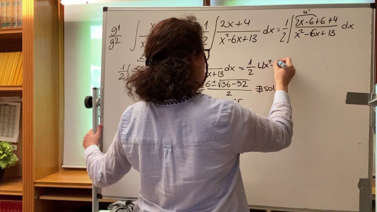Integral cociente de polinomios g1/g2 (x+2)/(x^2-6x+13) no factorizable ...
