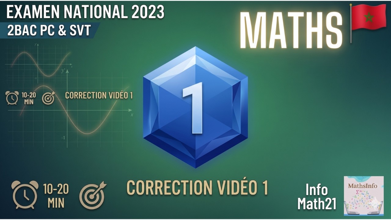 Vidéo N°1: Correction Examen National Maths 2023 – 2BAC PC & SVT - YouTube